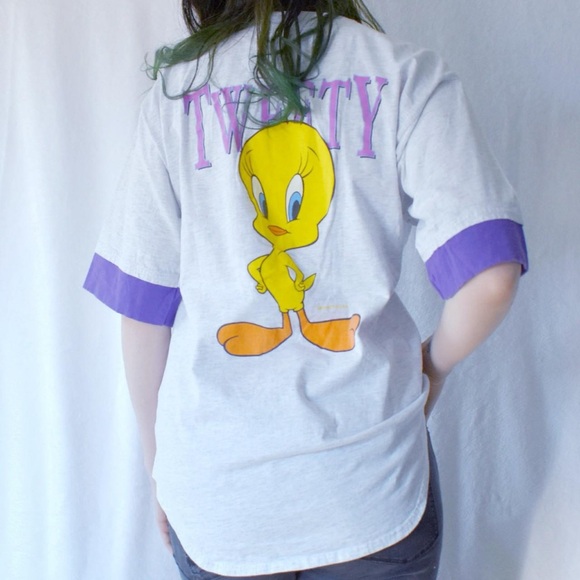 Warner Bros. | Tops | Vintage 995 Looney Tunes Tweety Bird Baseball Tee ...